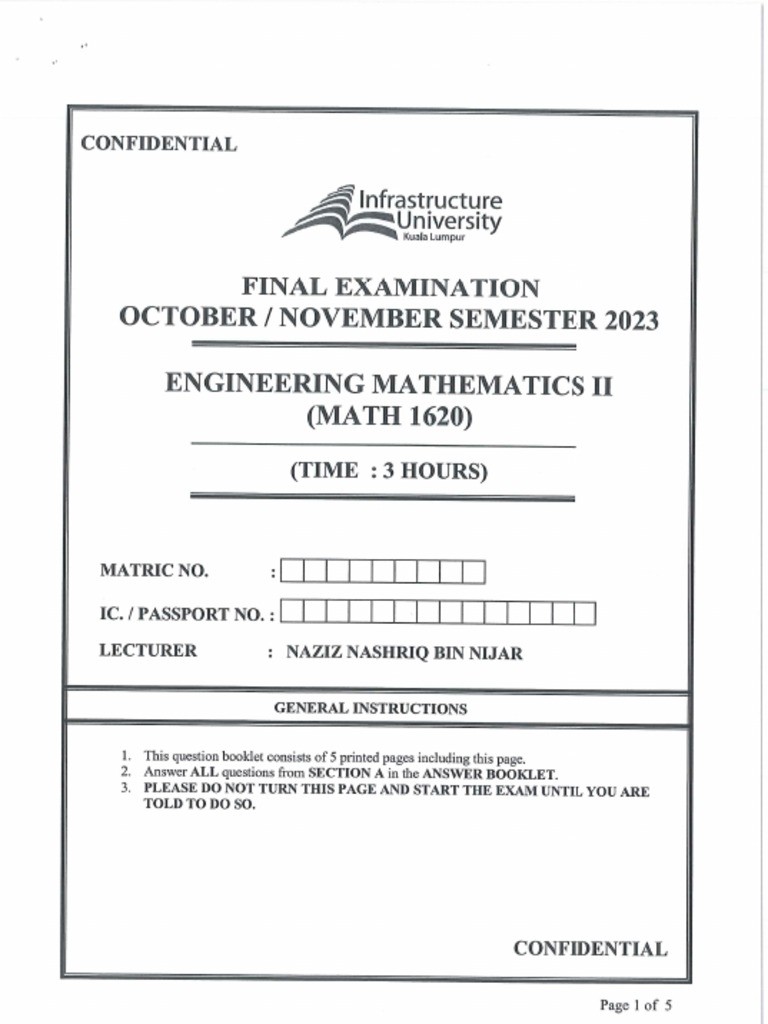 Engineering Maths 2 Example Questions Pdf