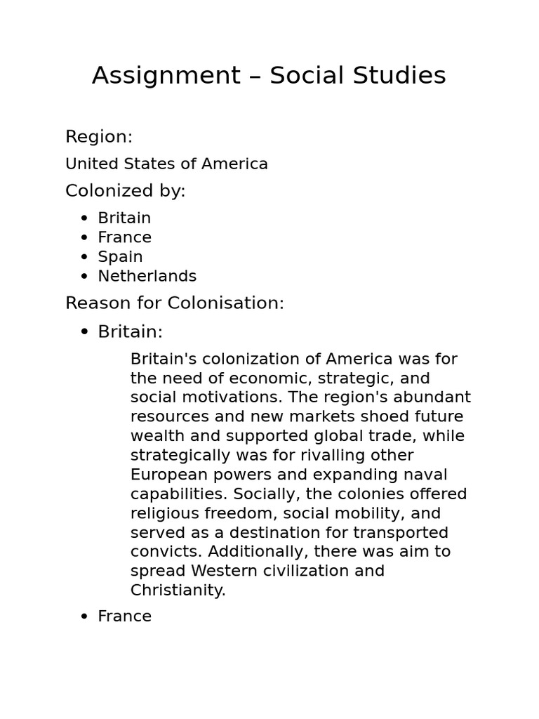 Colonization Motives in America | PDF