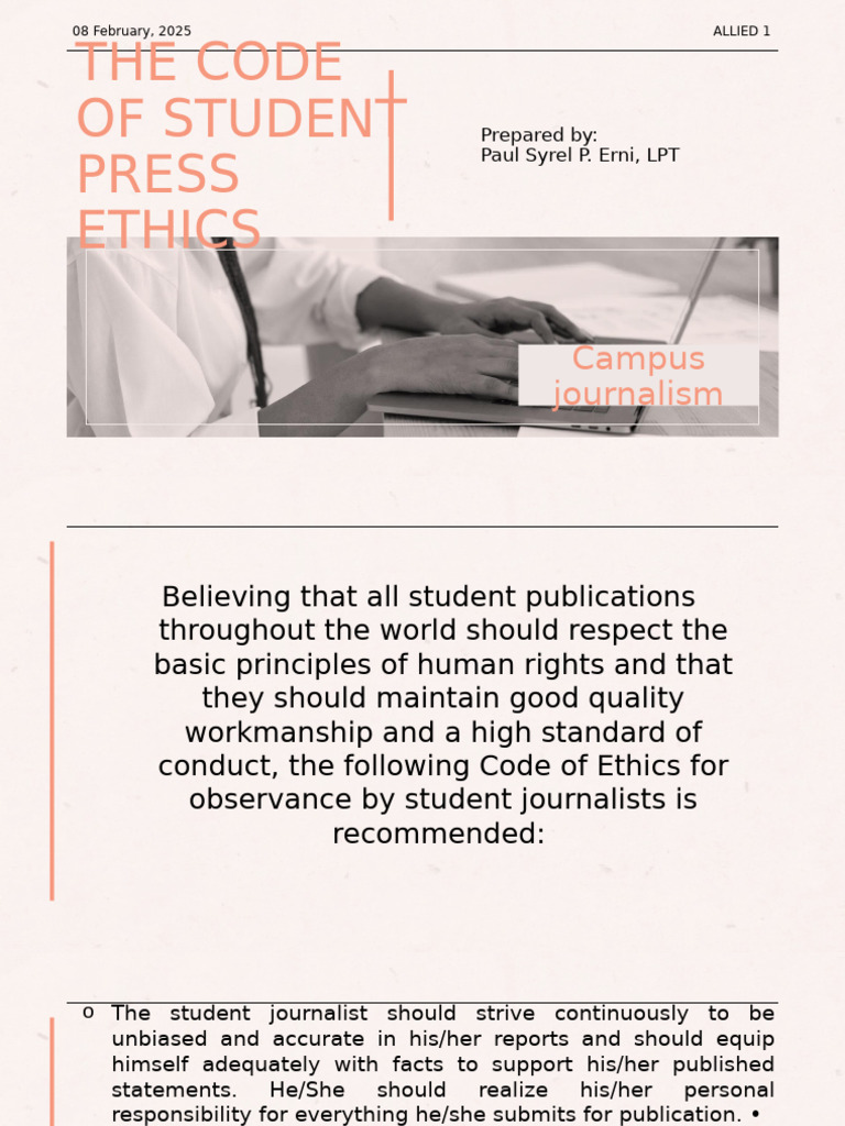 Allied 1 - The Code of Student Press Ethics | PDF | Journalism ...