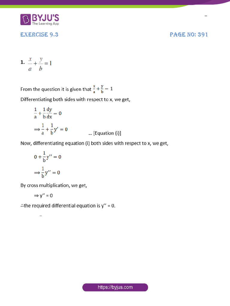NCERT Solutions for Class 12 Maths Chapter 9 – Differential Equations Exercise 9.3 | PDF ...