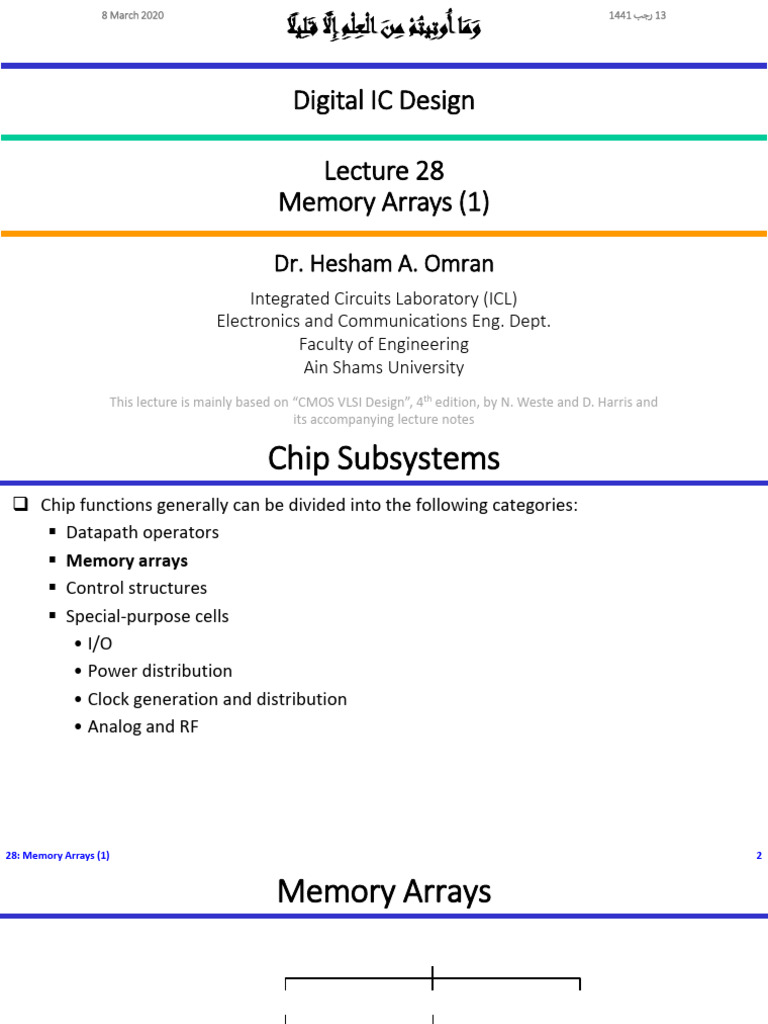 Dic Lec 28 Arrays1 v014 | PDF | Computer Memory | Random Access Memory