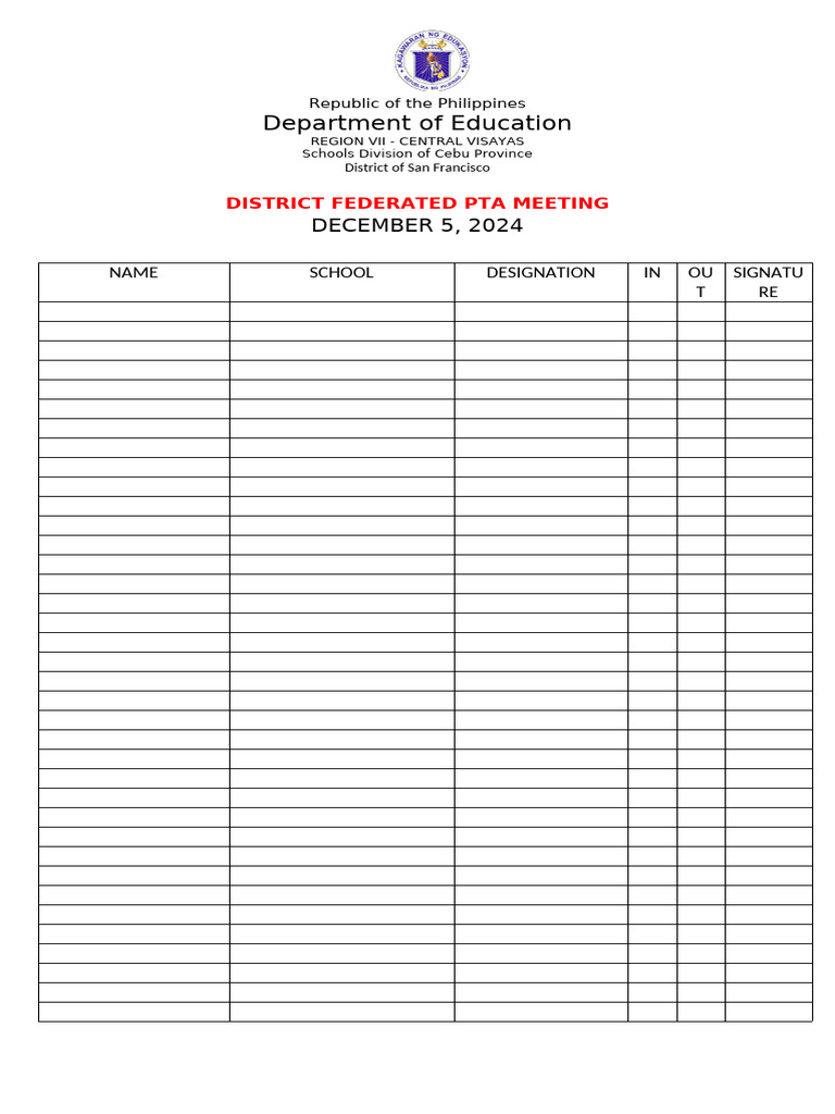 Cebu PTA Meeting Agenda - Dec 2024 | PDF