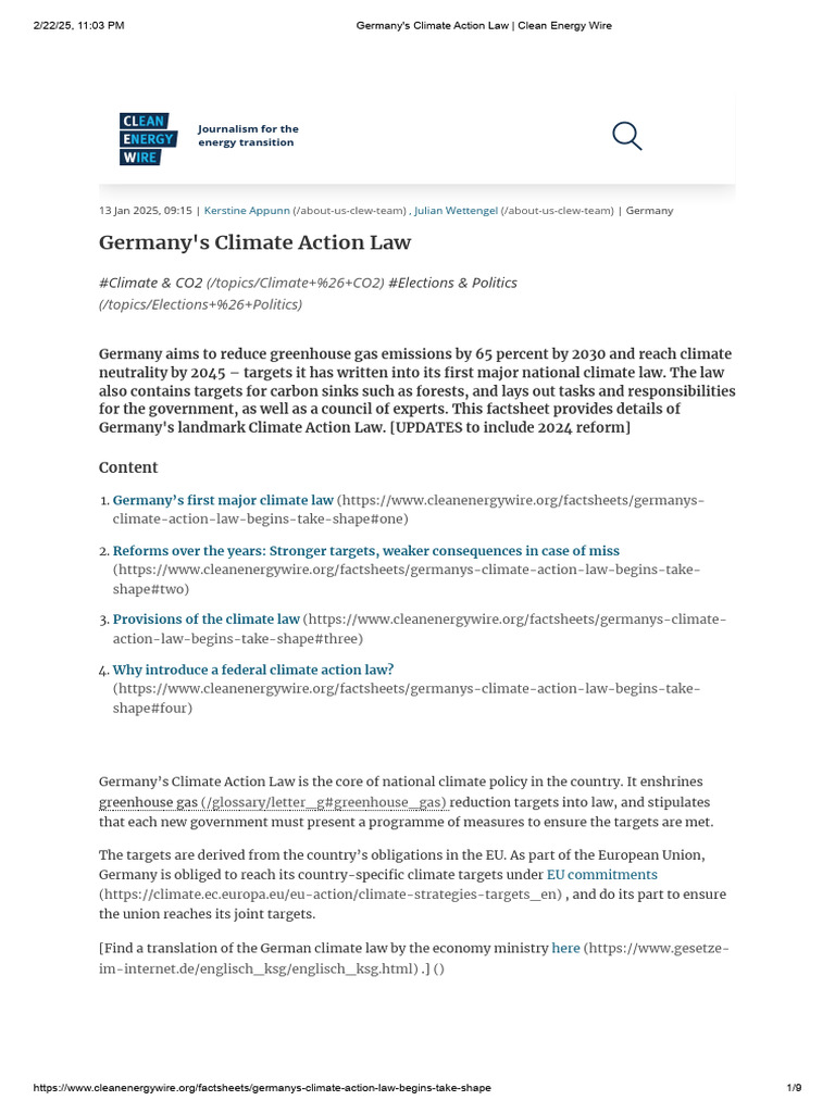 Germany's Climate Action Law Explained | PDF | Climate Change ...