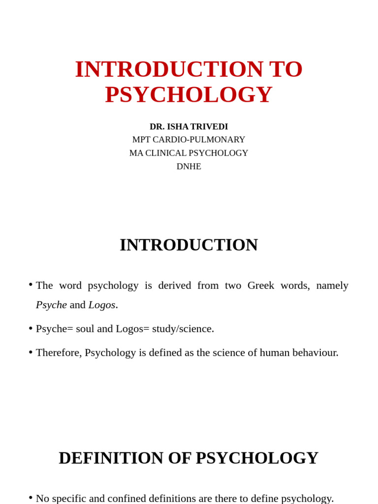 Introduction To Psychology | PDF | Psychology | Psychologist