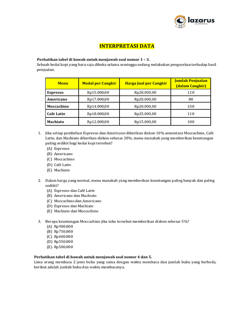 Soal-PU - BAB 6. Interpretasi Data 004 | PDF