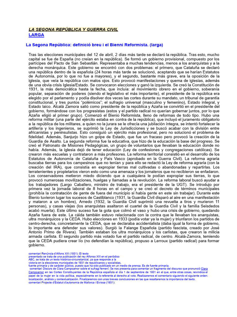 Segunda República y Guerra Civil en España | PDF | guerra civil ...