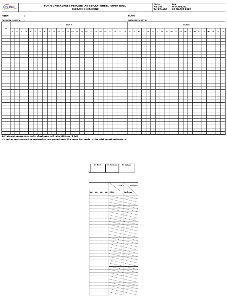 Checksheet Ganti Sticky Roll 1K | PDF