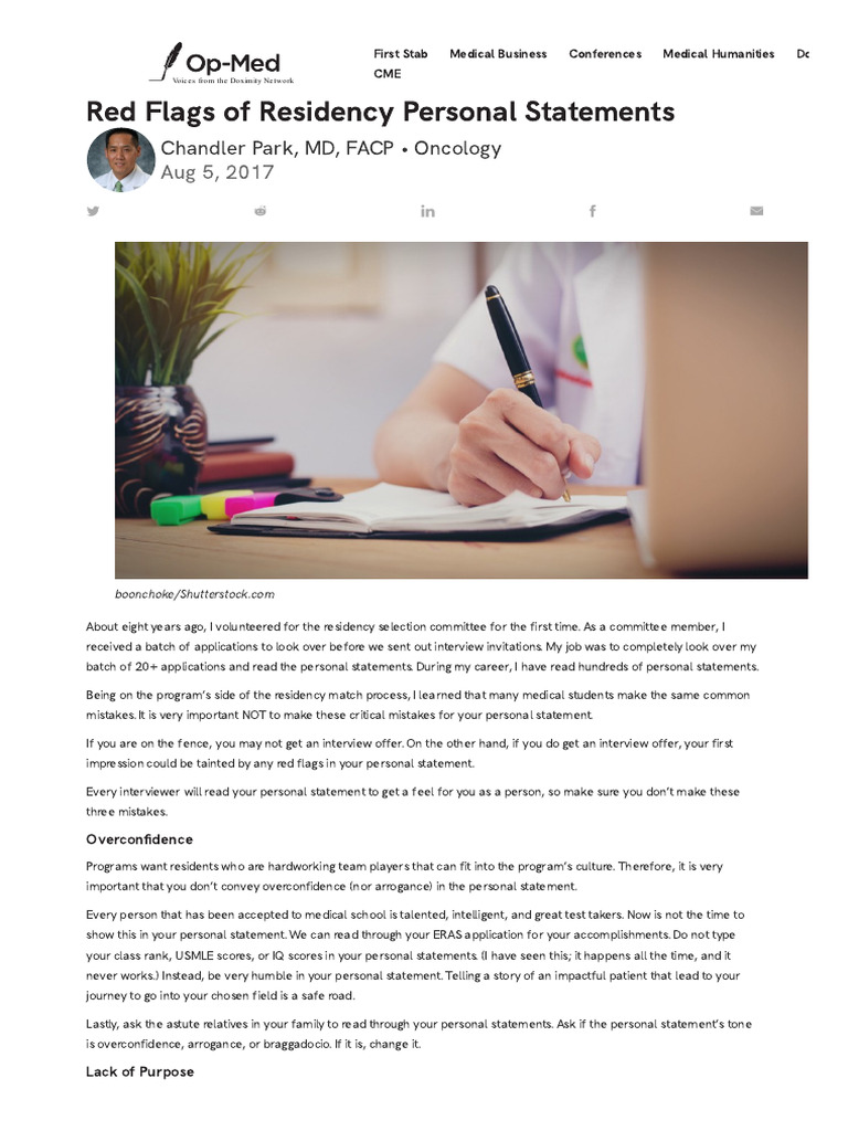 Red Flags of Residency Personal Statements | PDF | Doctor Of Medicine ...
