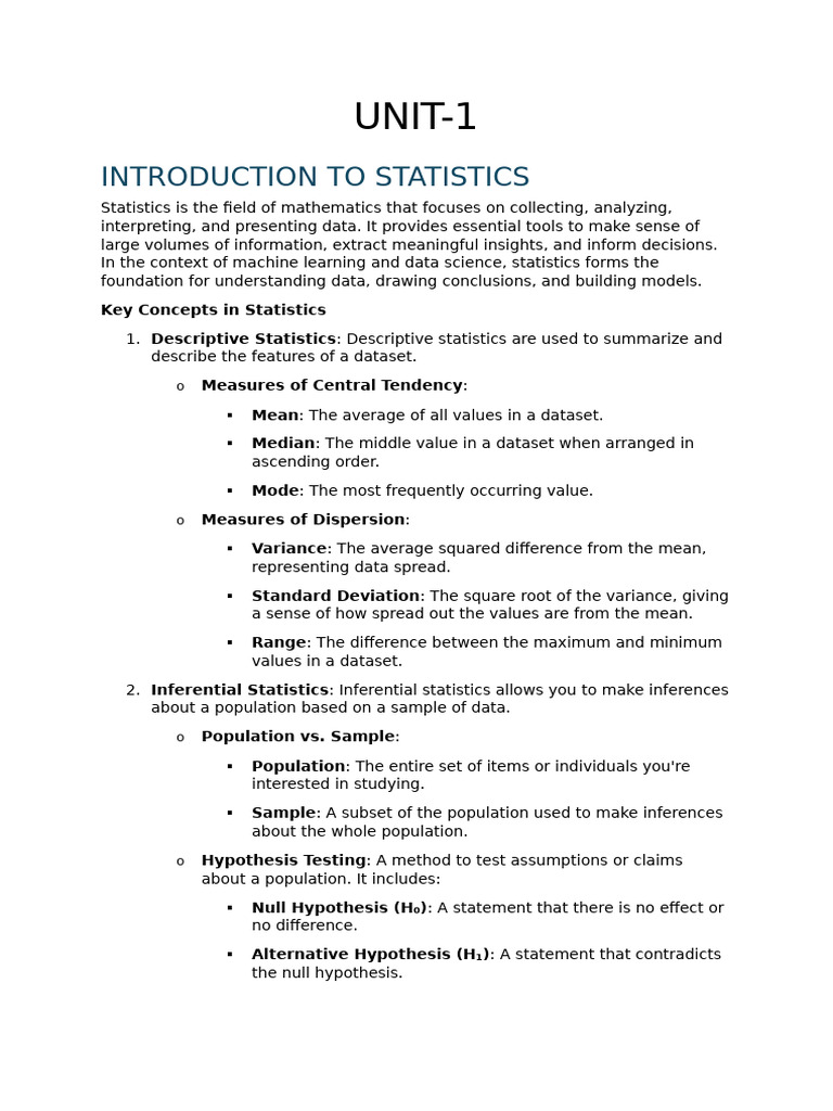 ML-UNIT1 | PDF | Statistics | Statistical Inference