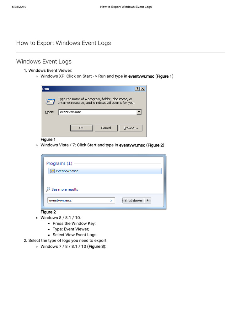 How To Export Windows Event Logs | PDF