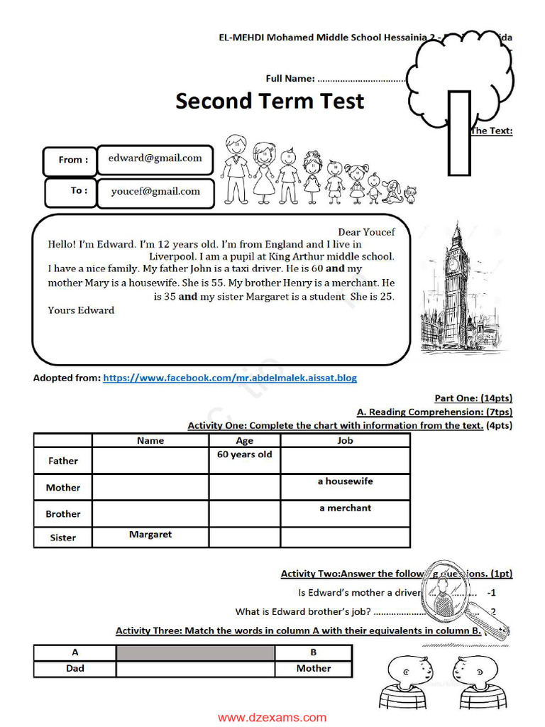 Algerian School Exam Resources | PDF