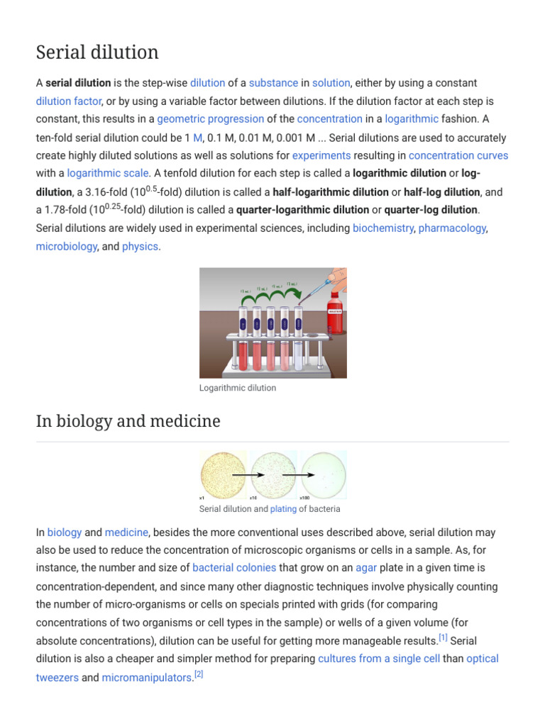 Serial Dilution - Wikipedia | PDF | Biology