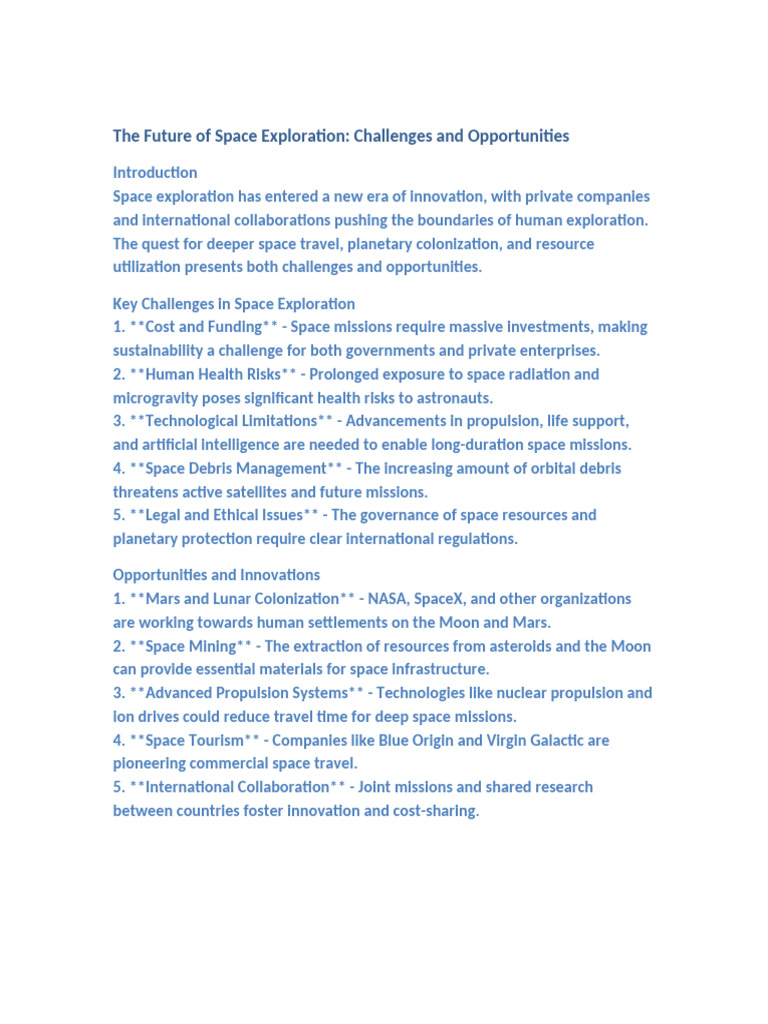 Future Space Exploration | PDF