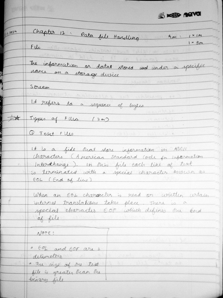 Datafile Handling Notes | PDF