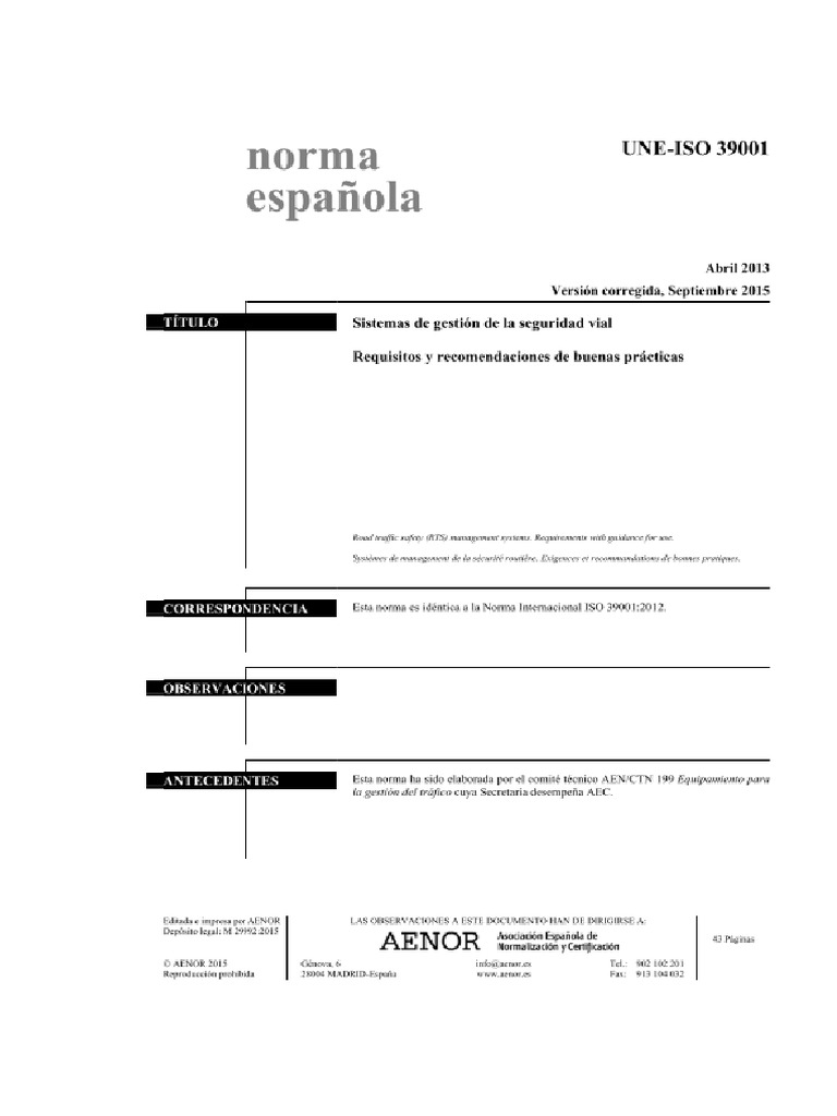 Iso 39001 - 2012 | PDF