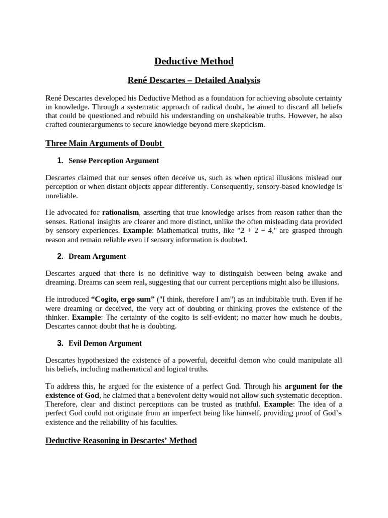 Descartes' Deductive Method | PDF | Rationalism | René Descartes