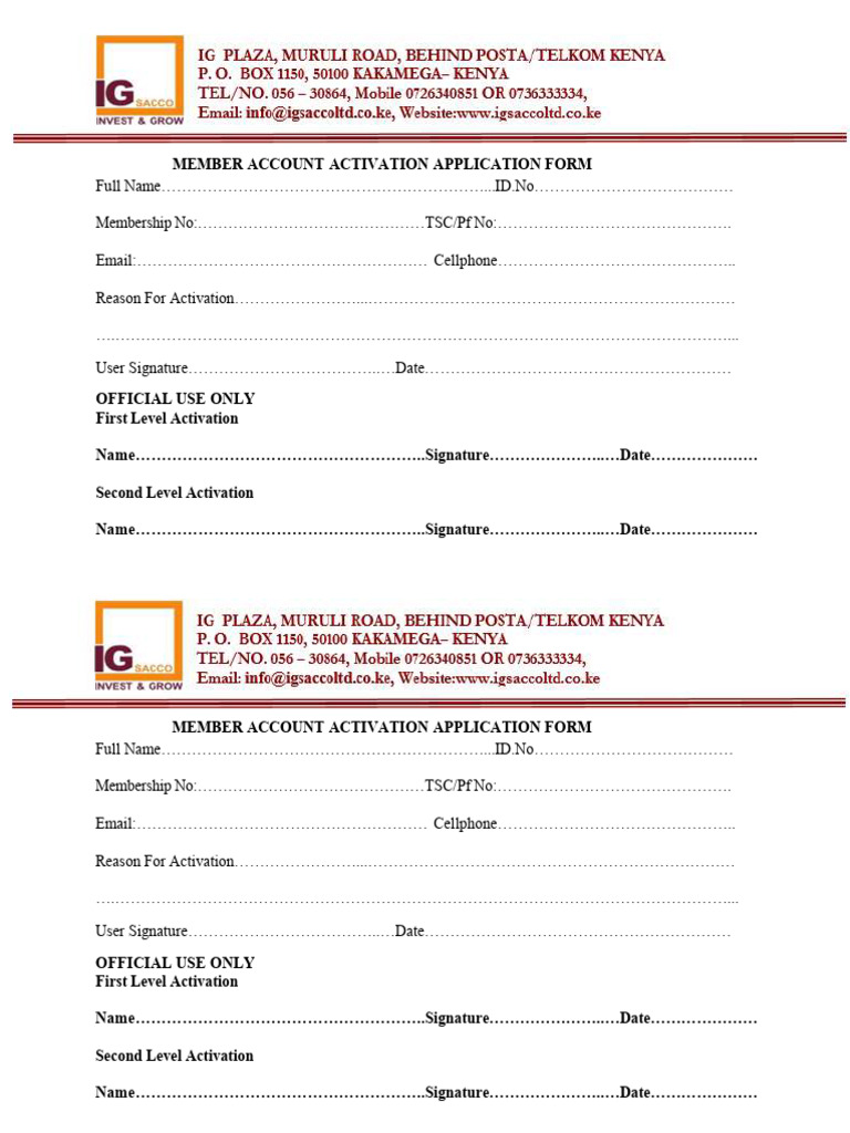 Member Account Activation Form | PDF