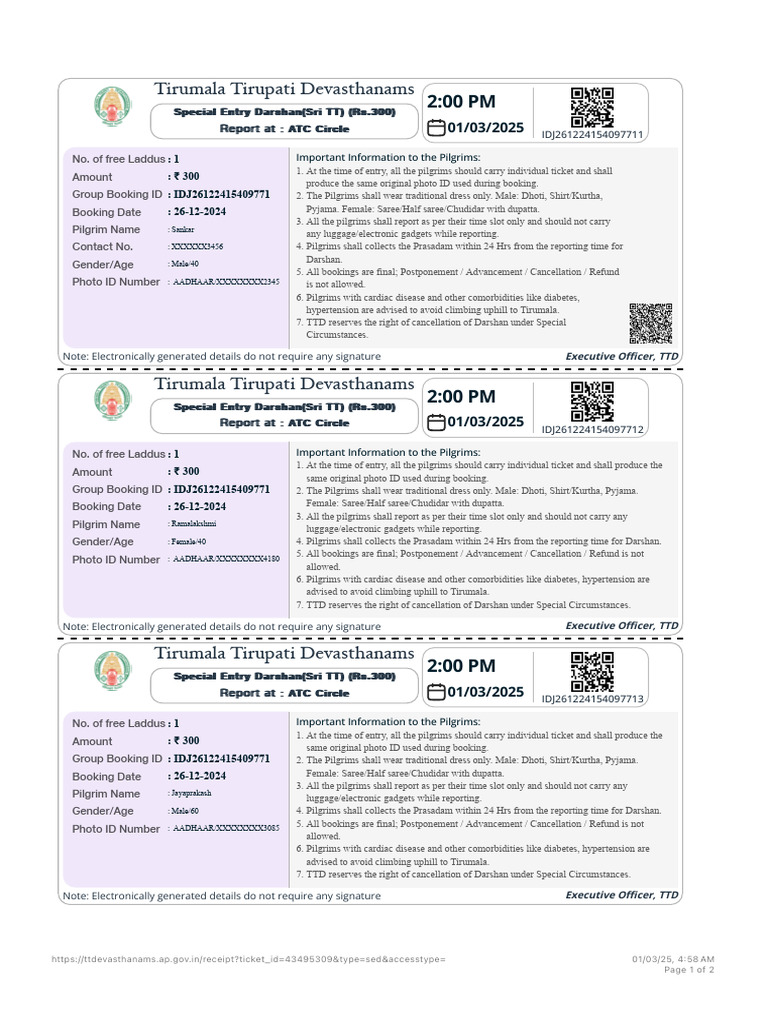 Tirumala Tirupati Devasthanams (Official Booking Portal) | PDF