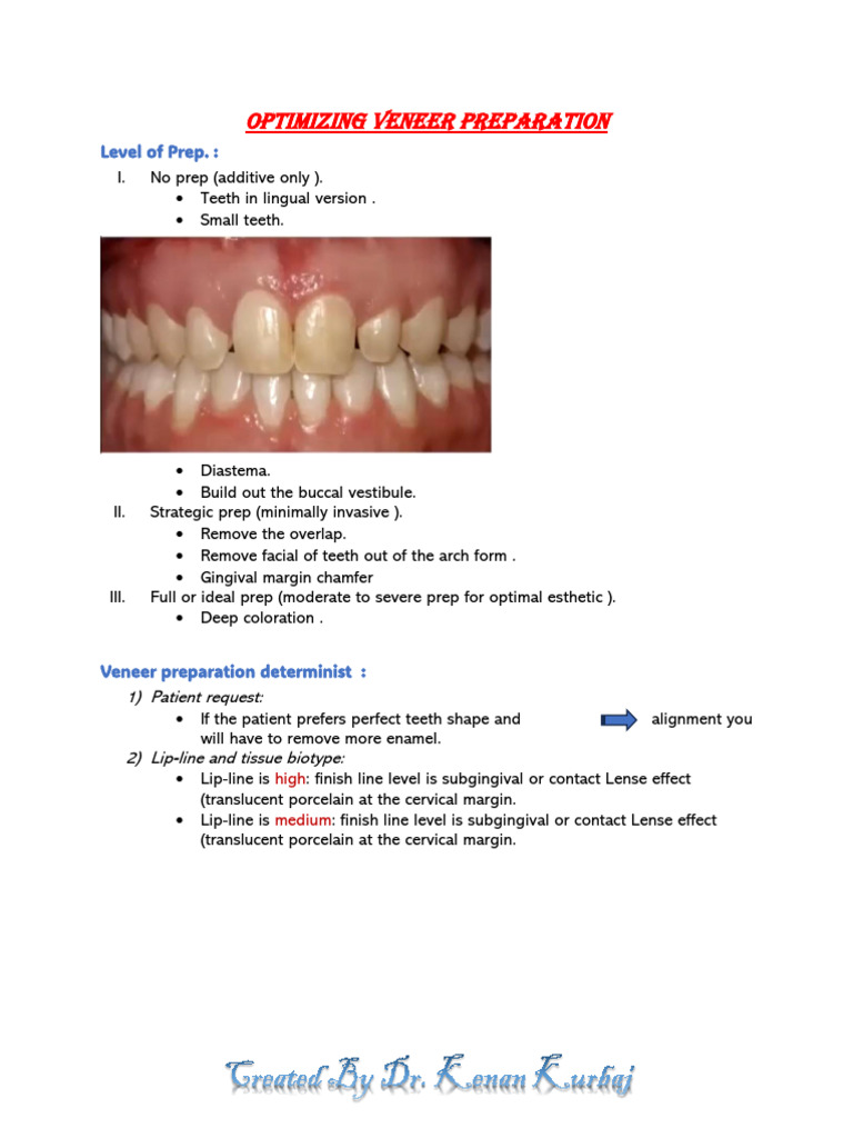 Veneer Preparation Techniques Explained | PDF | Tooth | Dental Anatomy