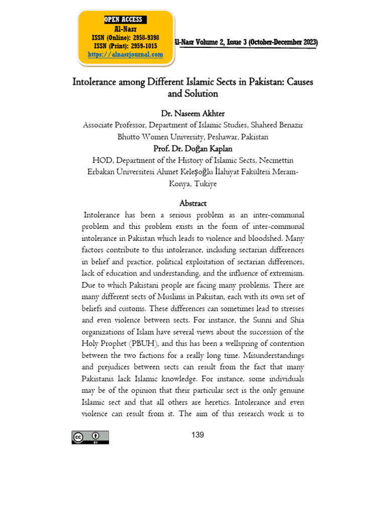 English-10Naseem Akhtar, Intolerance, Final | PDF | Hadith | Shia Islam