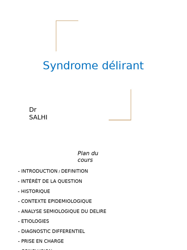 Syndrome délirant et ses étiologies | PDF | Délire | Psychose