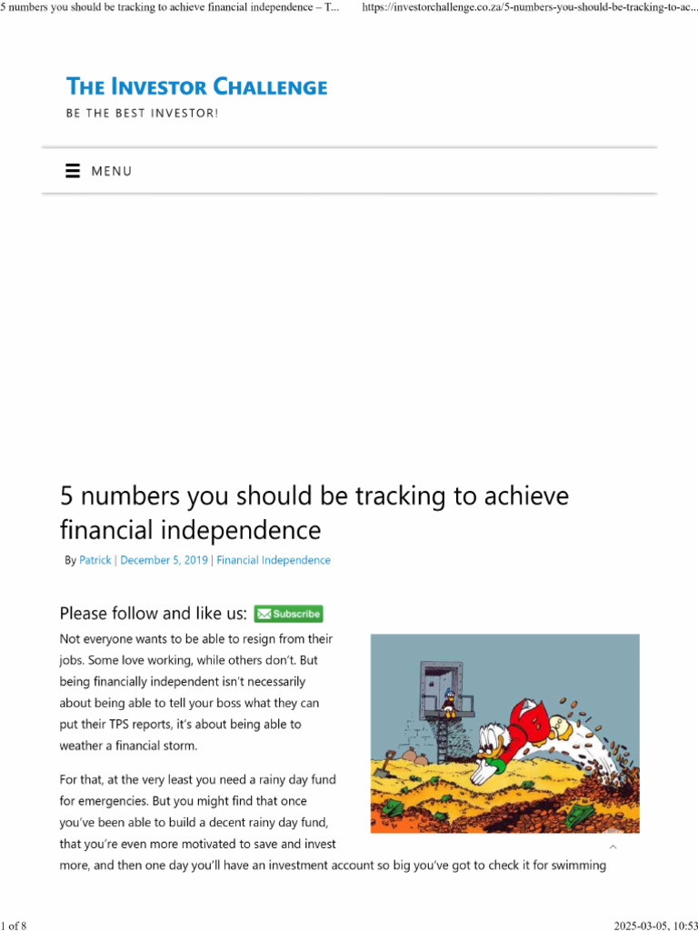5 Numbers You Should Be Tracking To Achieve Financial Independence ...