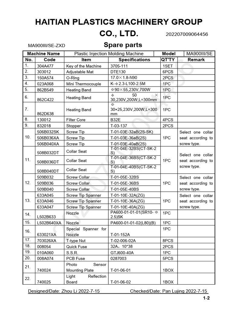 2.spare Parts | PDF | Equipment