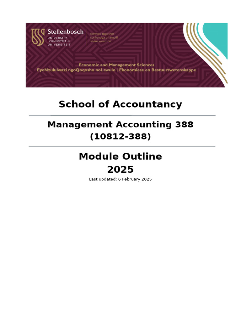 2025 Module Framework ManAcc 388 | PDF | Learning | Decision Making