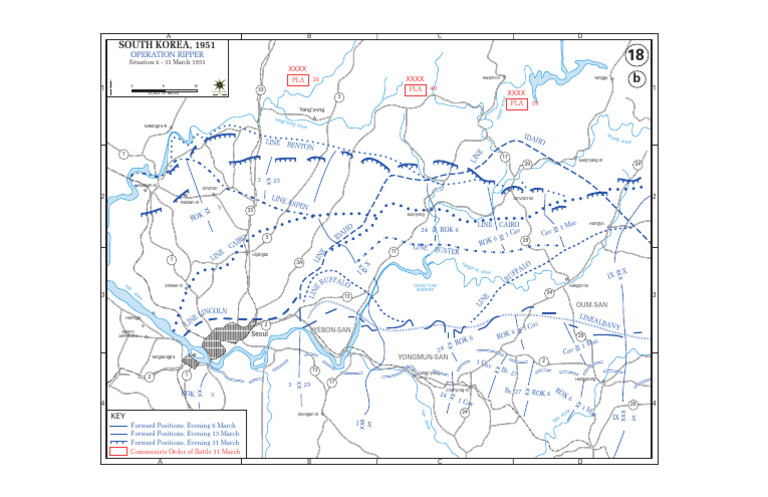 South Korea 1951: Operation Ripper Map | PDF | Military Operations ...