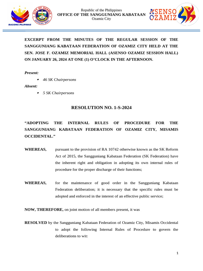 Internal Rules and Procedures SK 2024 v4 (3) | PDF | Quorum | Committee