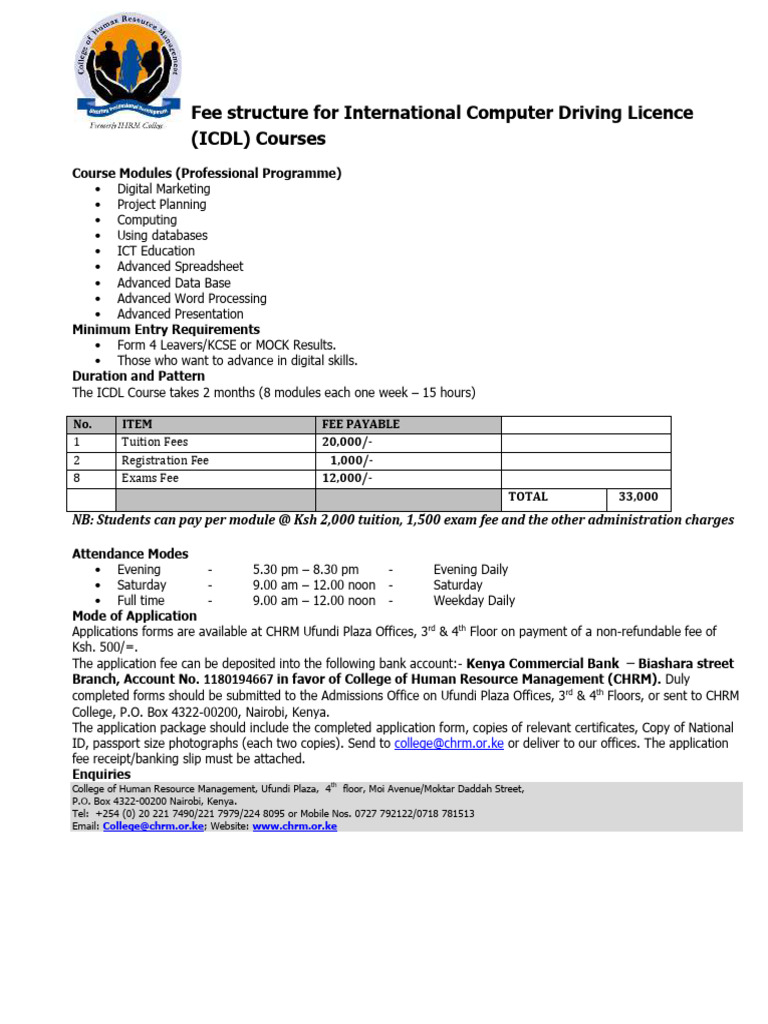 Icdl Professional Fee Structure | PDF