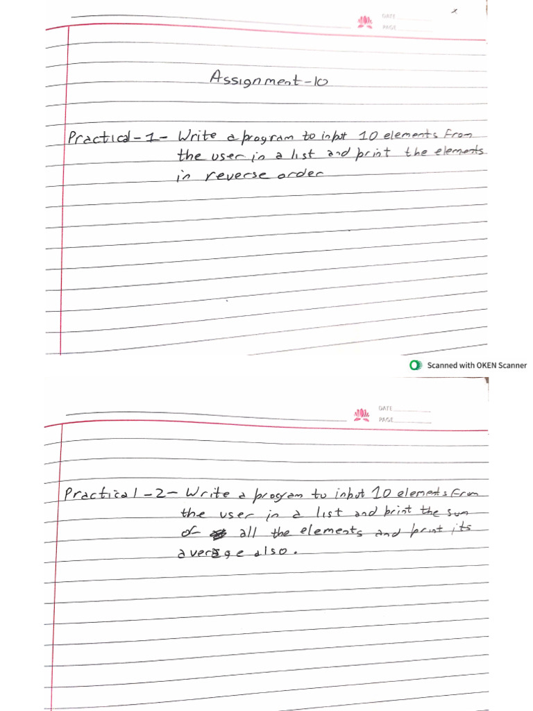Computer Science Practicals - List Assignment | PDF