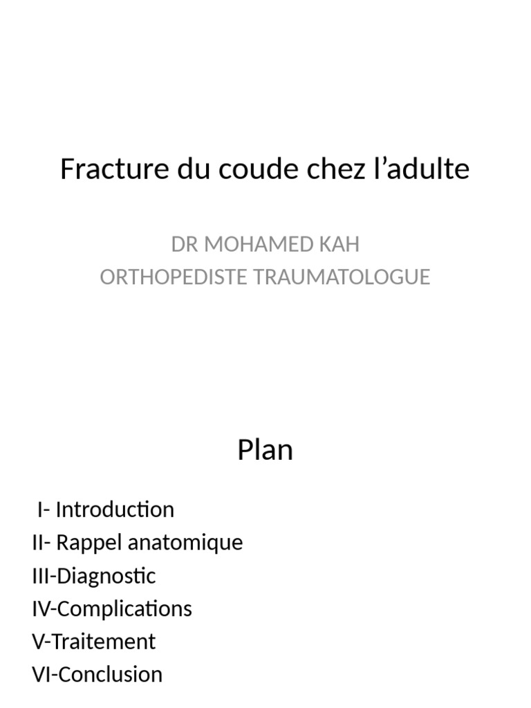Fracture Du Coude Chez L'adulte +luxation Du Coude | PDF | Articulation (anatomie) | Anatomie ...