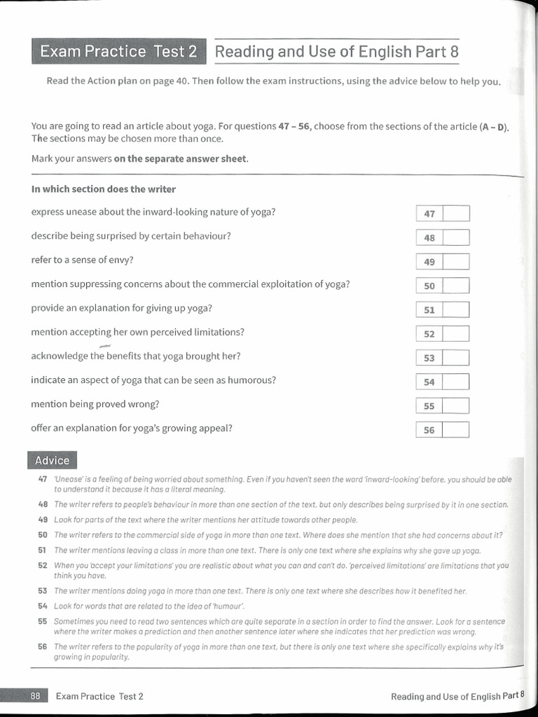 CAE Test 2 - Reading & Use of English Part 8 Pg1 | PDF