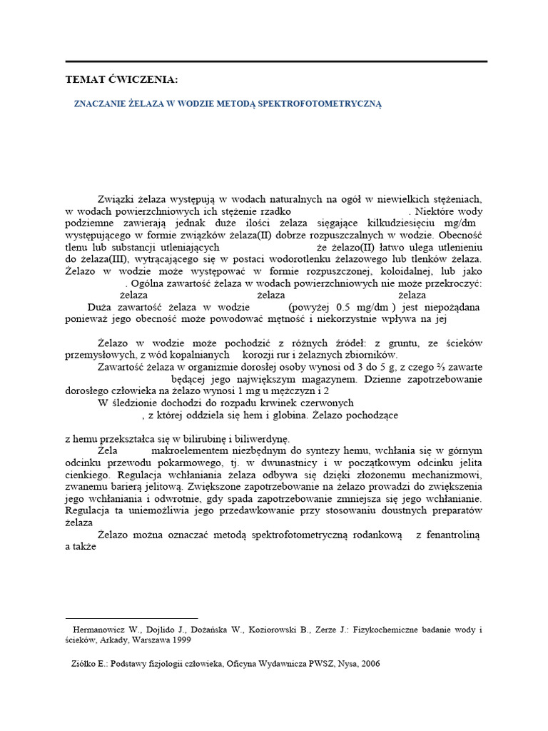 LZCH cw4 Oznaczanie Zawartosci Zelaza 2021 | PDF