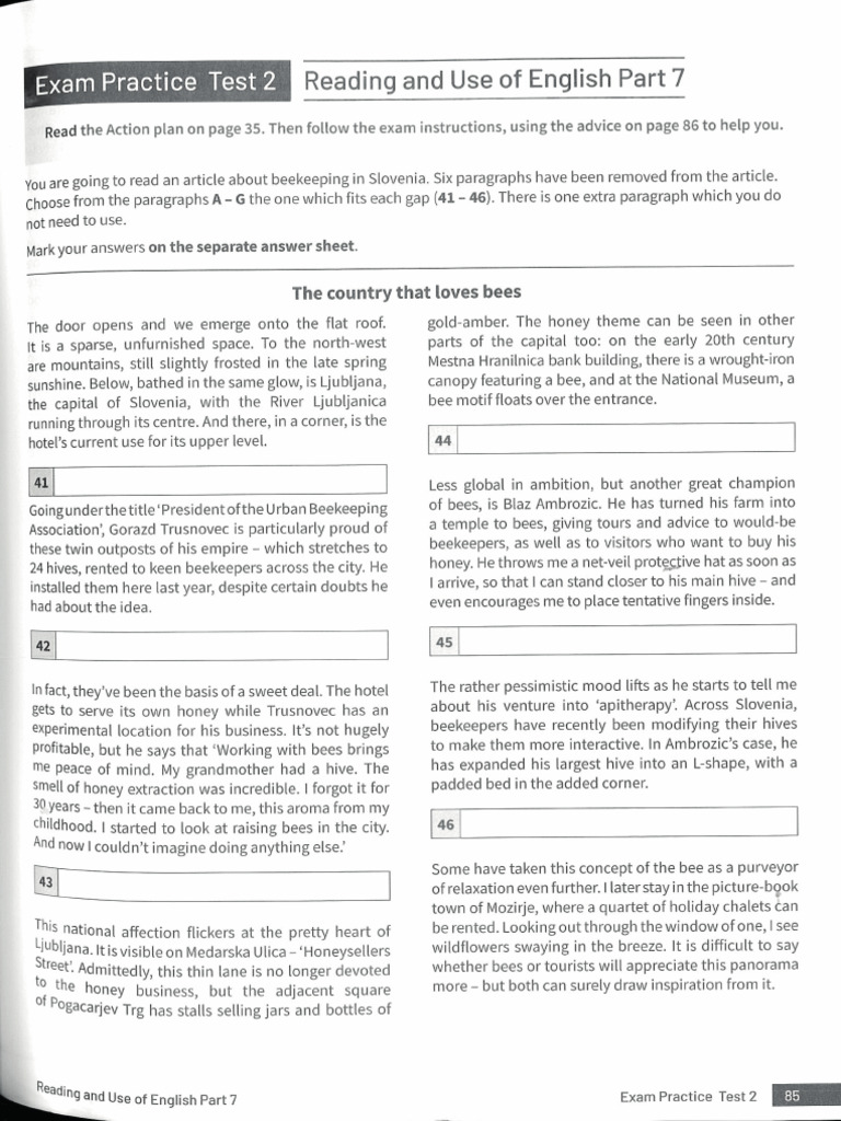 CAE Test 2 - Reading & Use of English Part 7 Pg1 | PDF
