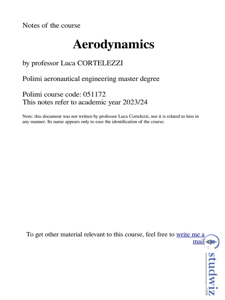 Notes Aerodynamics | PDF