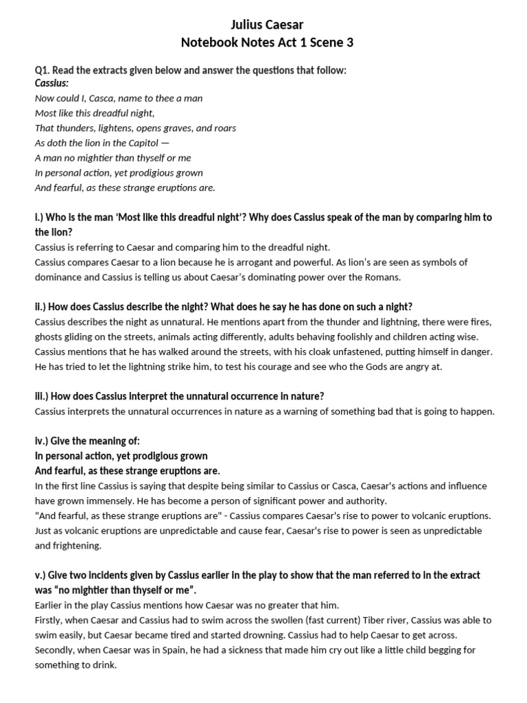 Cassius's Storm Interpretation in Julius Caesar | PDF | Julius Caesar
