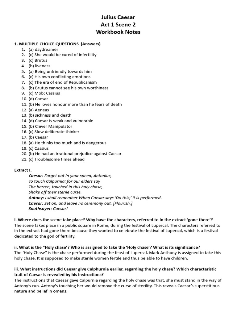 Julius Caesar Act 1 Scene 2 Analysis | PDF | Mark Antony | Julius Caesar