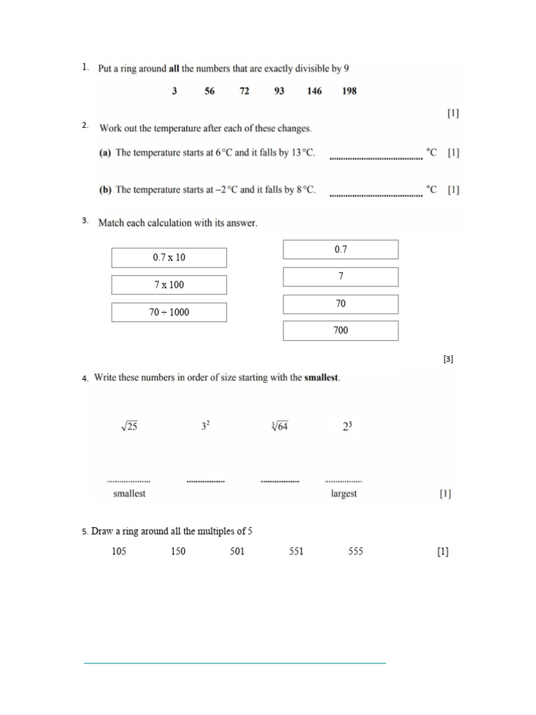 Multiples of 5 Identification Exercise | PDF