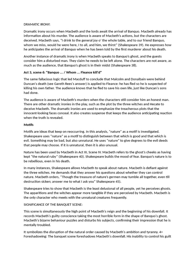 Macbeth Notes ISC Class 12 | PDF | Macbeth | Shakespearean Tragedies