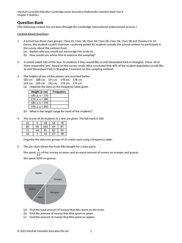 Cambridge Lower Secondary Maths - Stage 8 - QB - C09 | PDF | Probability And Statistics ...