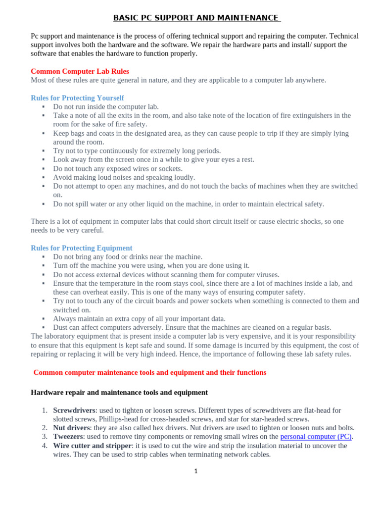 Basic PC Maintenance Notes | PDF | Booting | Bios