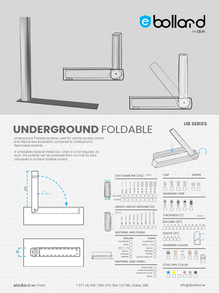 Underground Foldable Bollards Guide | PDF | Mechanical Engineering | Building Engineering