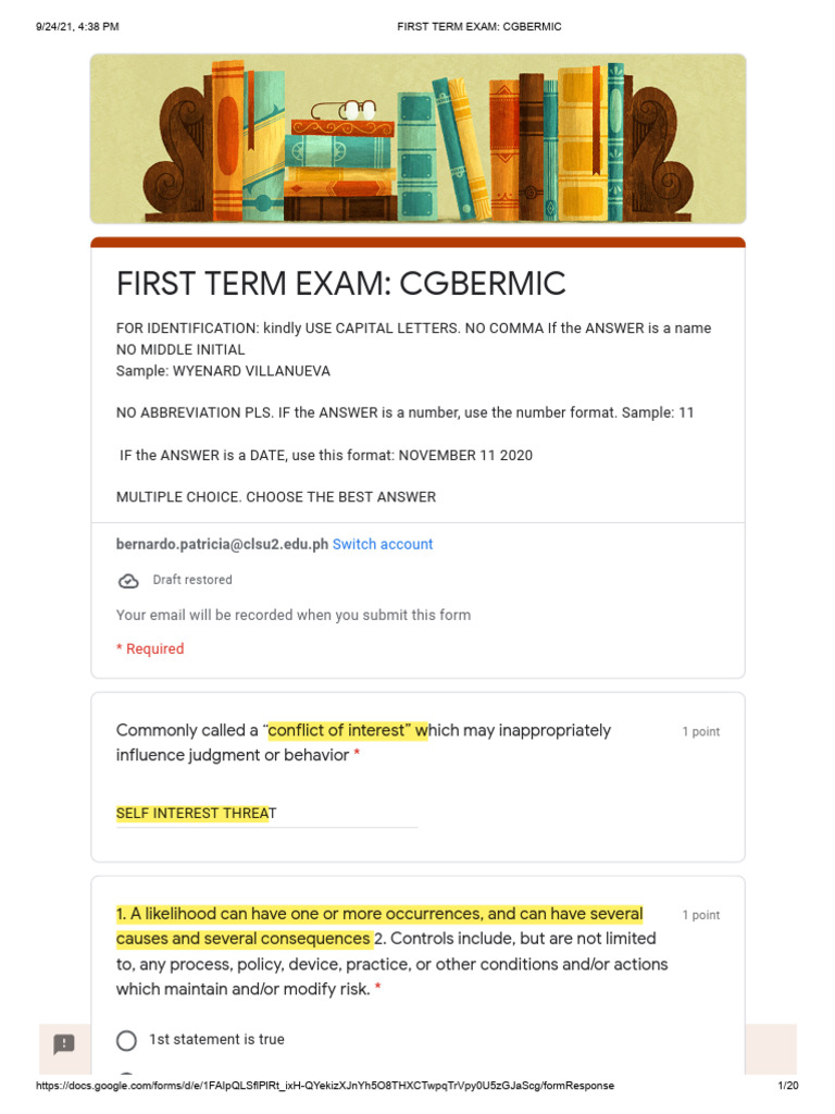 First Term Exam: CGBERMIC Overview | PDF | Risk | Risk Management