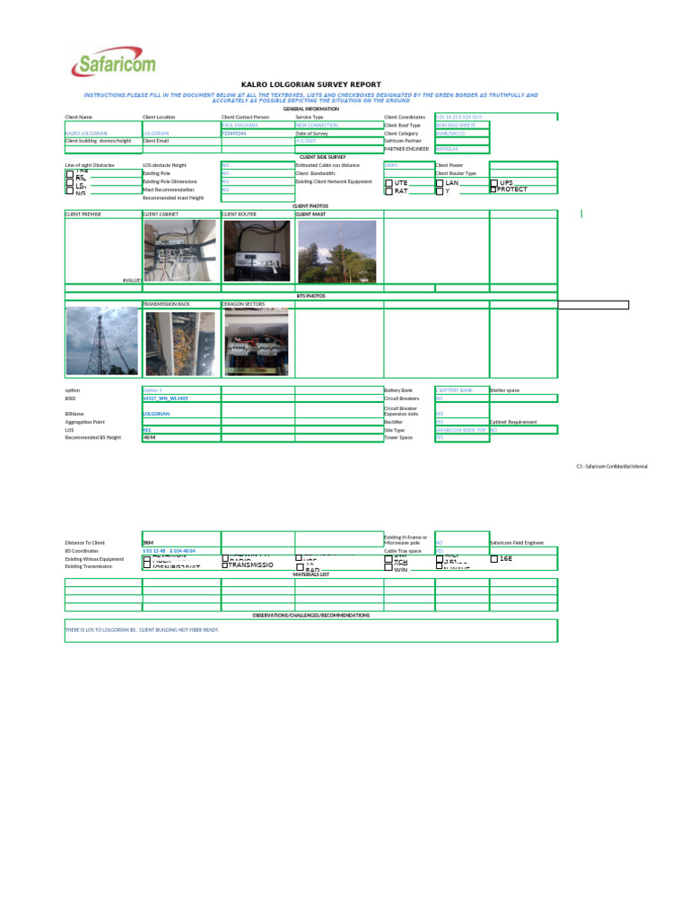 Kalro Lolgorian Survey Report | PDF | Electronics | Information And ...