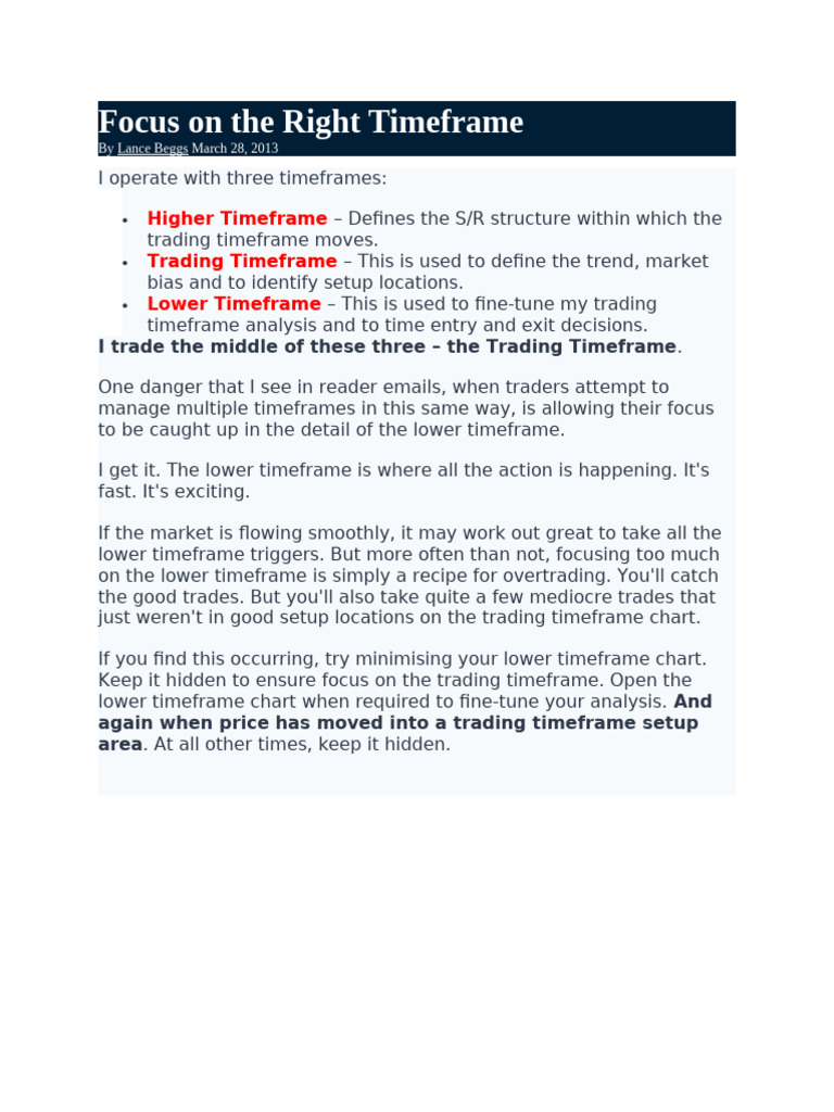 Focus On The Right Timeframe | PDF