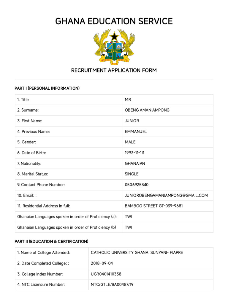 Ges Recruitment Application | PDF