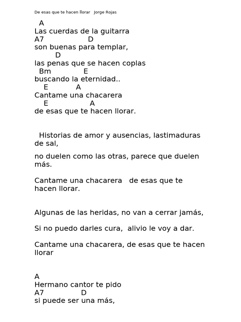 De Esas Que Te Hacen Llorar Jorge Rojas | PDF