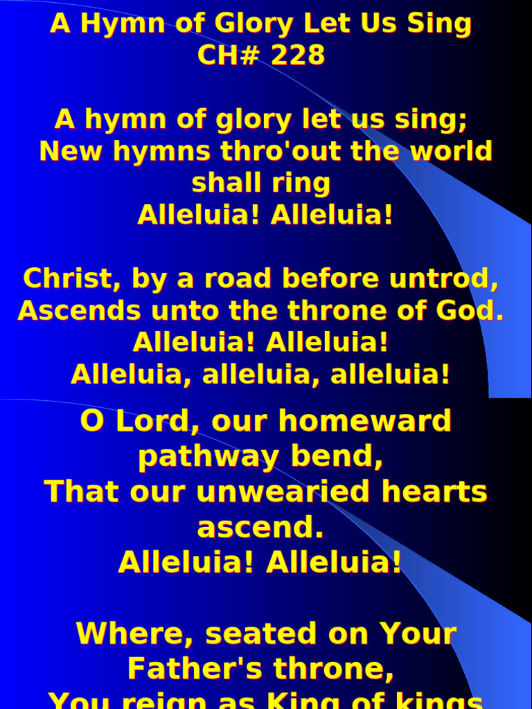 A Hymm of Glory Let Us Sing | PDF